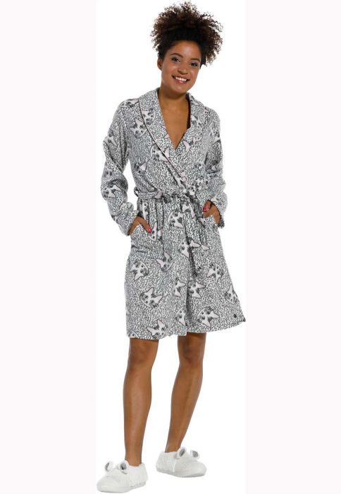 Trendy damesbadjas met poezenprint kopen? badjasparadijs.nl