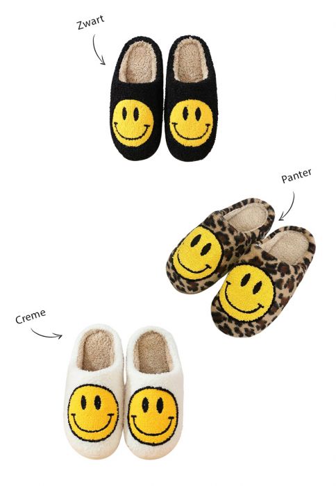 Sloffen Smiley - panter - zwart of wit | cadeautip | Gratis verzending ...